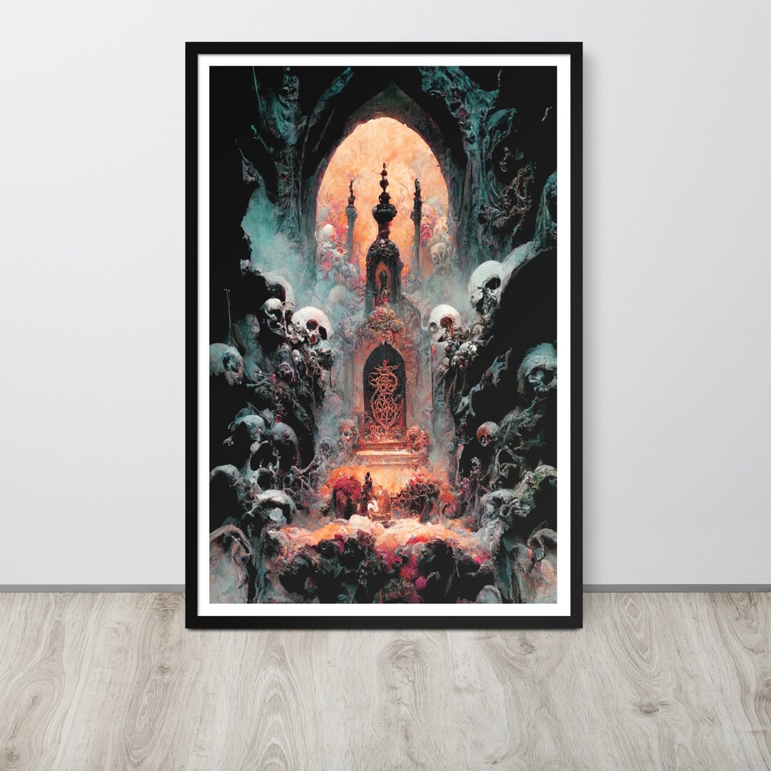 Gravestone Dark Fantasy Print, Fantasy Landscape, Posters, Wall Art ...
