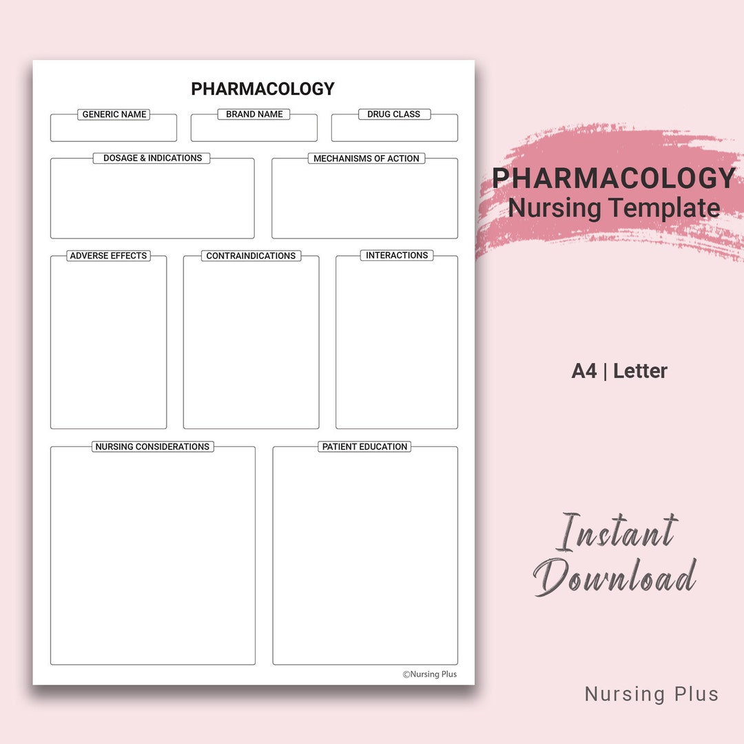 FILLABLE Nursing Pharmacology Template Pharmacology Nursing Notes Drug ...