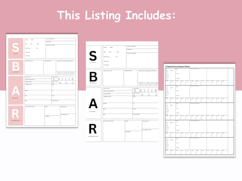 Editable SBAR Report Sheet, Nursing Student Clinical Handoff Tool (pink ...