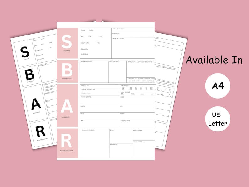 Editable SBAR Report Sheet, Nursing Student Clinical Handoff Tool (pink ...