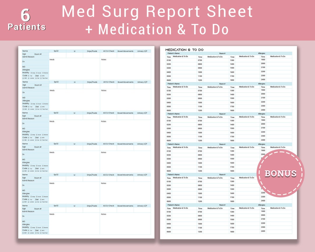 6 Patient Report Sheet Nurse Brain Sheet Nursing, Nurse Shift Report ...