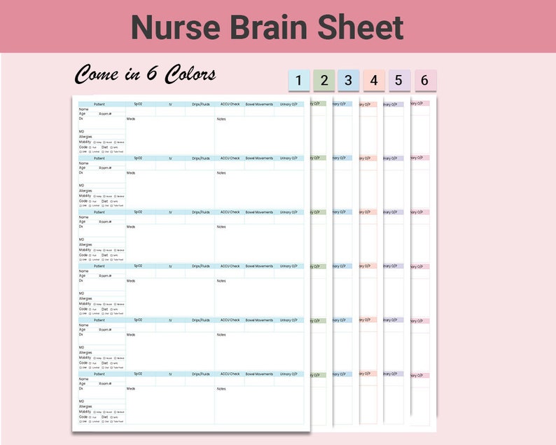 6 Patient Nurse Report Sheet Med Surg Bundle, Multiple Patient Report ...
