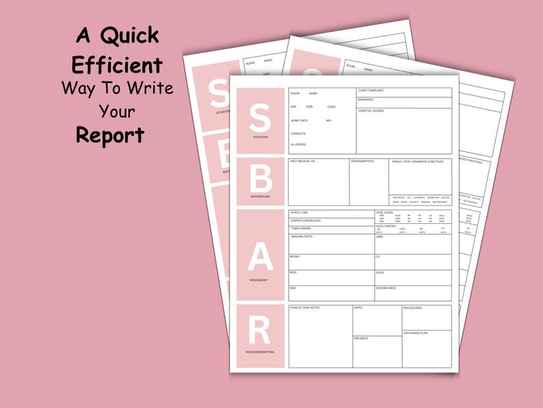 Editable SBAR Report Sheet, Nursing Student Clinical Handoff Tool (pink ...