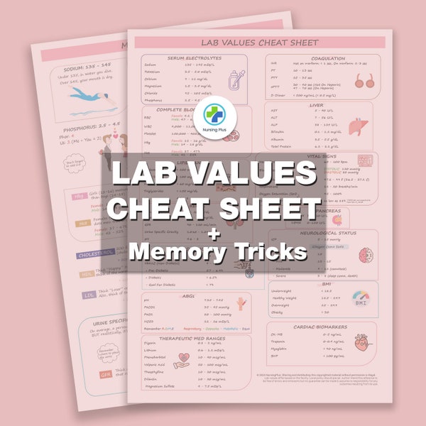 Lab Cheat Sheet for Medical Students - Etsy