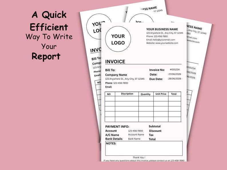 Editable Invoice Template for Small Business, Freelancer (canva Excel ...