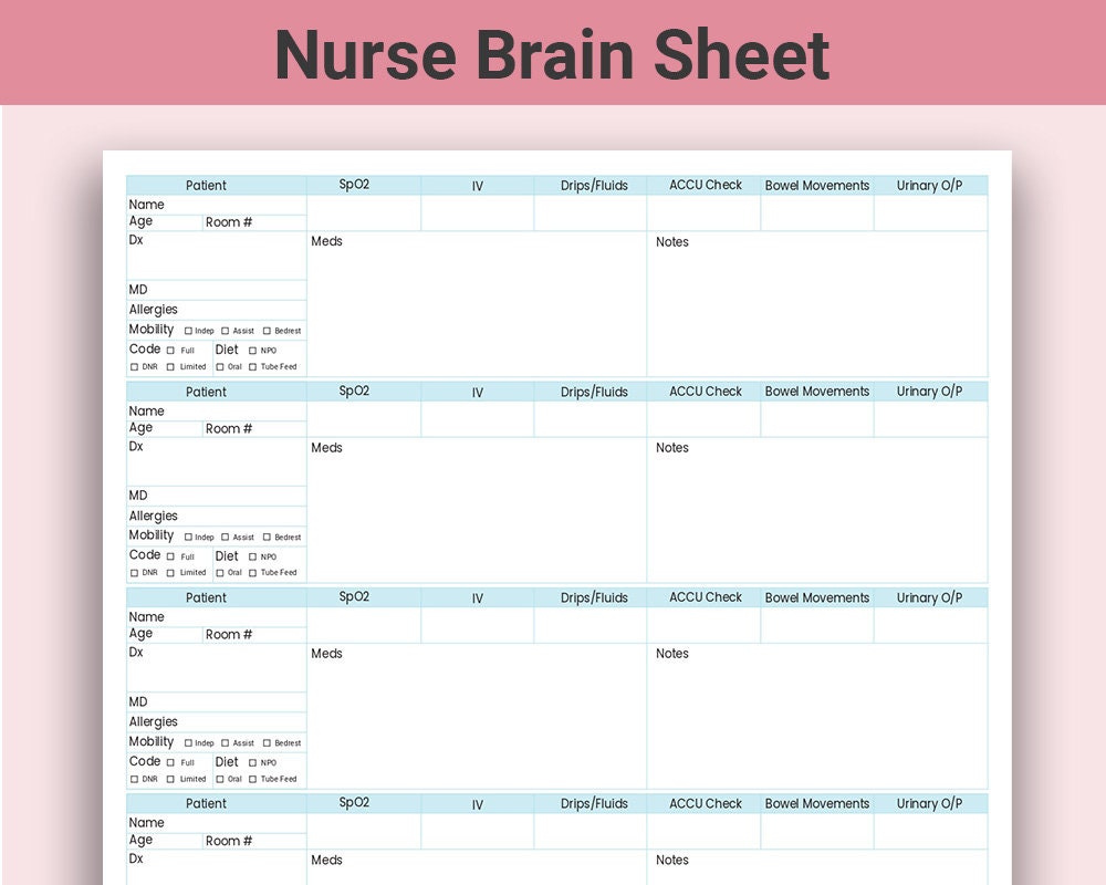 6 Patient Nurse Report Sheet Med Surg Bundle, Multiple Patient Report ...