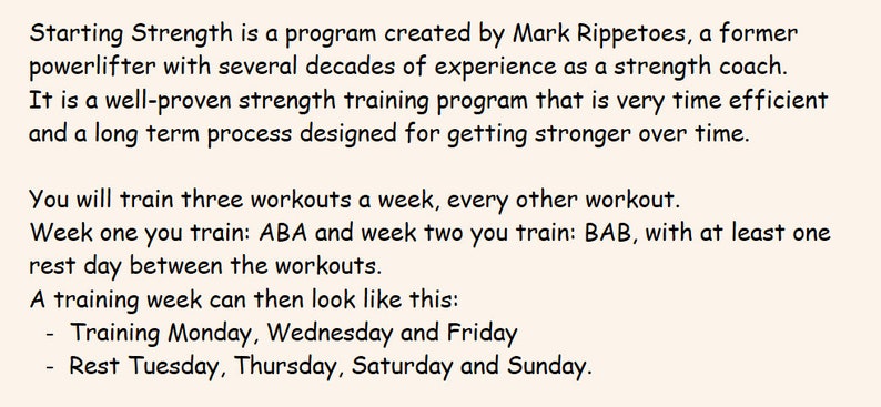 Starting Strength Training Program - Etsy