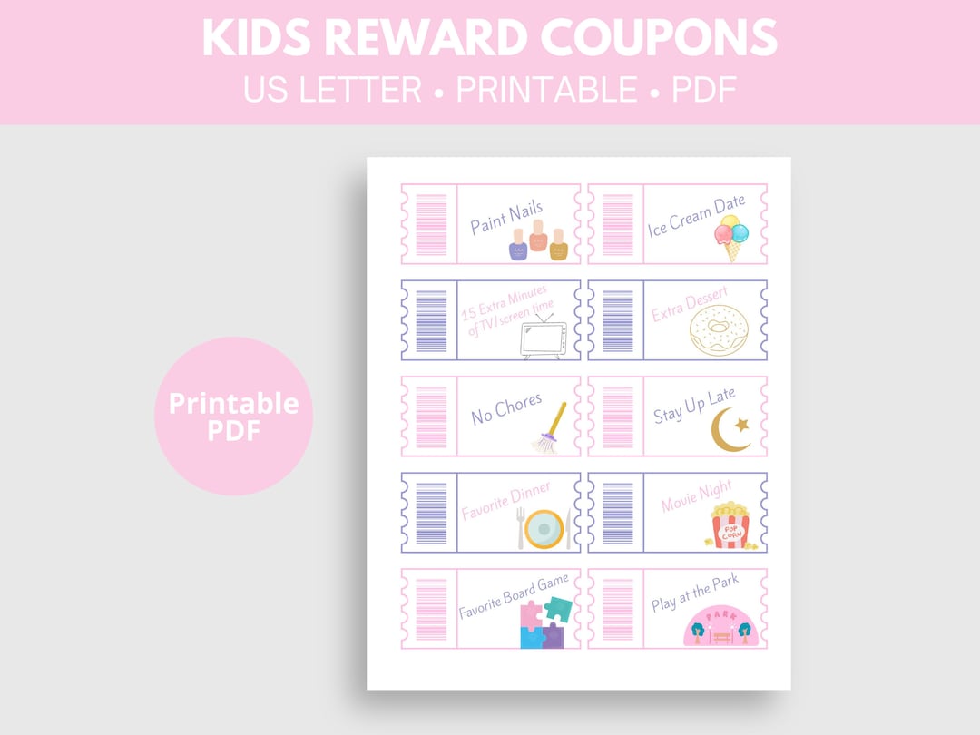 Kid's Reward Coupons - Etsy