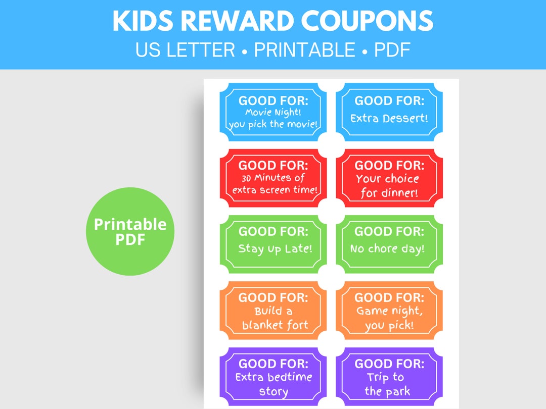 Kid's Reward Coupons - Etsy