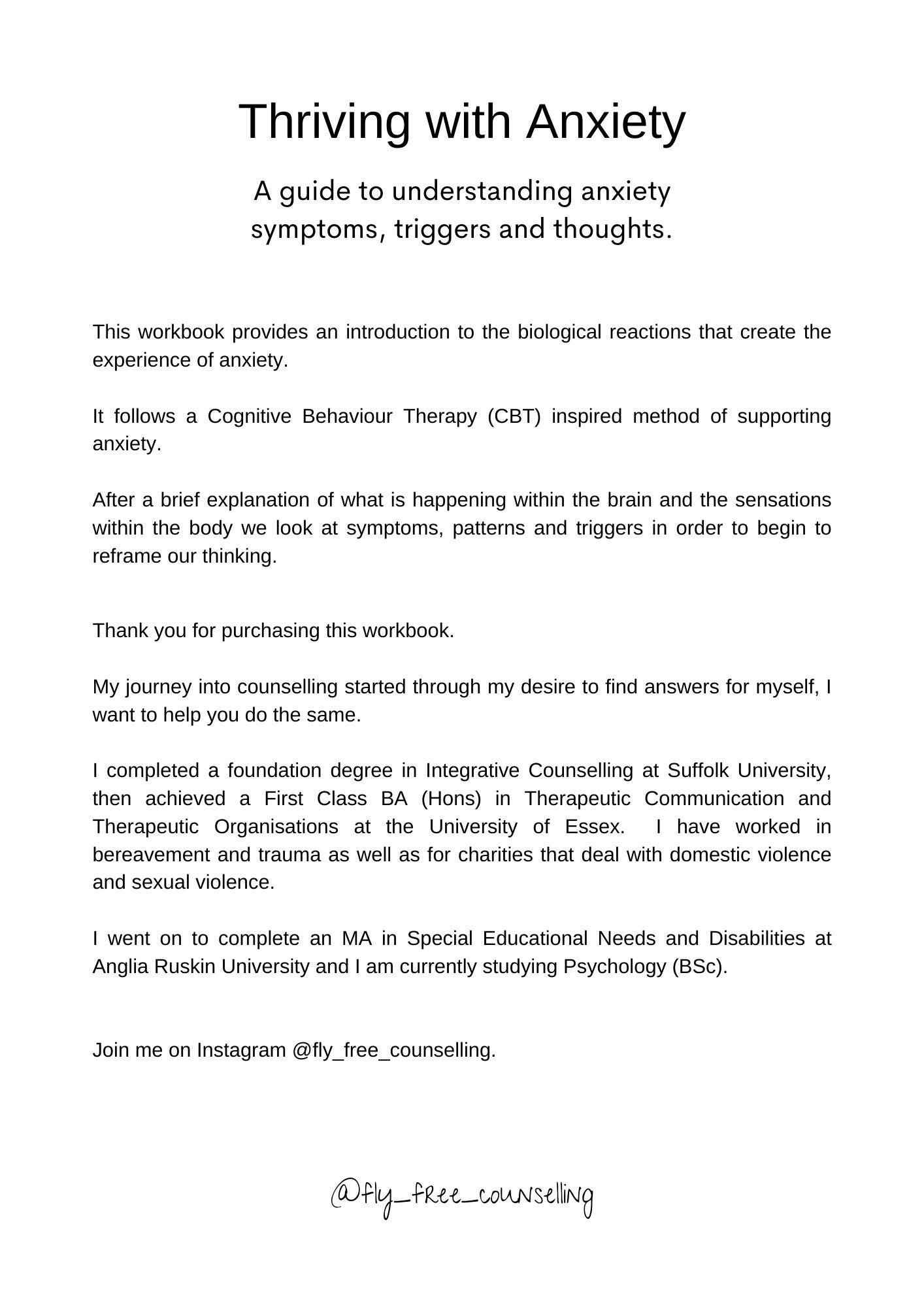 Digital Download Thriving With Anxiety Workbook Printable // Cbt, Adult ...