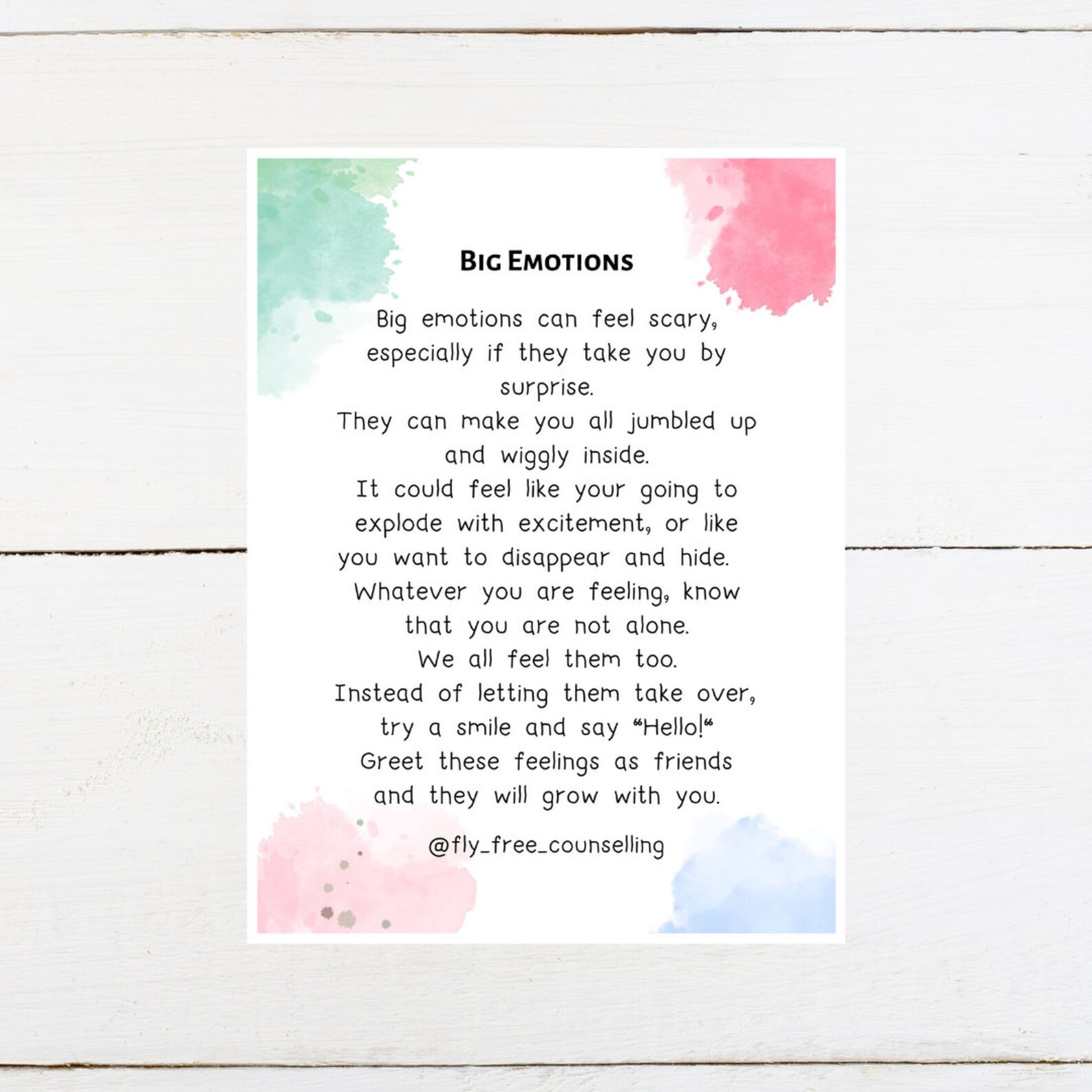 Big Feelings Poem Print, Emotional Learning, Homeschool Decor (A4 PDF ...