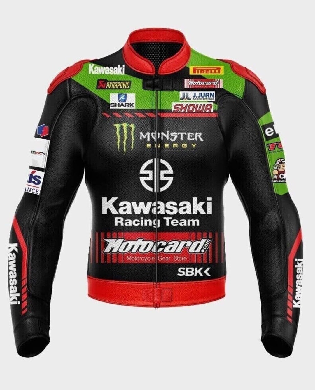 Kawasaki Ninja Monster Motorbike, Motorcycle, Fluorescent Green Cowhide ...