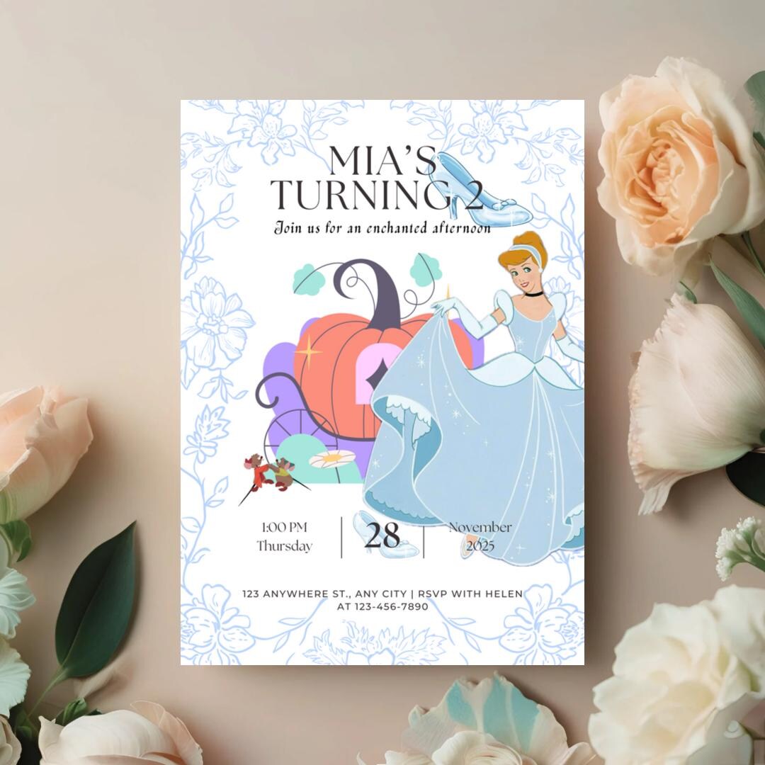 Princess 2nd Birthday Invitation: Enchanted Party, Editable Template ...