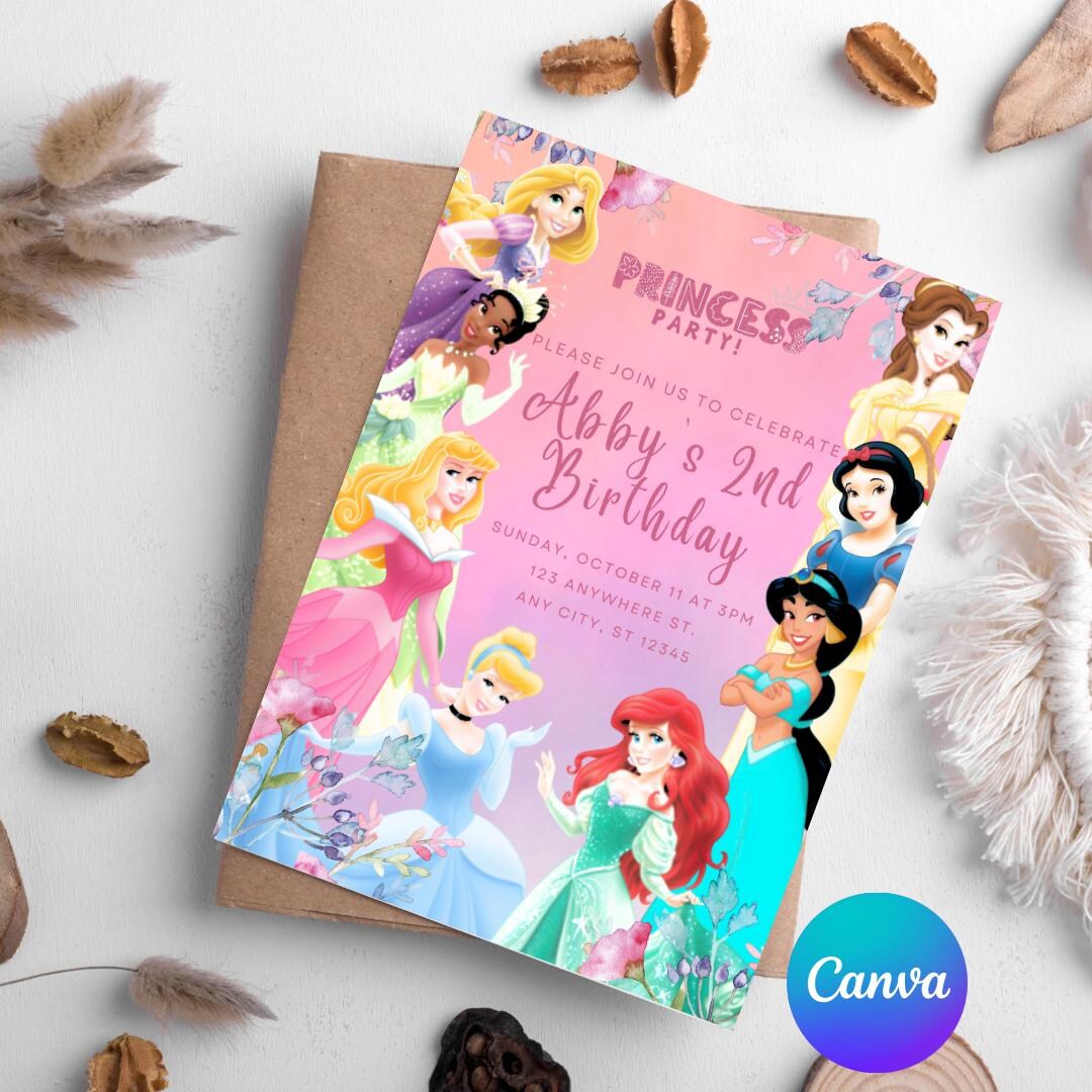 Princess 2nd Birthday Invitation Princess Invitation Princess Party ...