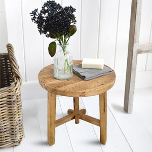 ROUND RUSTIC TABLE 3 Legged Round Table Elm Wood Side Table Round ...