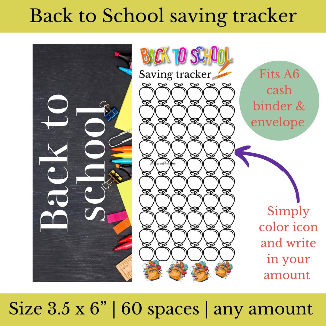 Back to School Saving Challenge Inserts That Fits A6 Budget Binder, Printable Savings Challenge ...