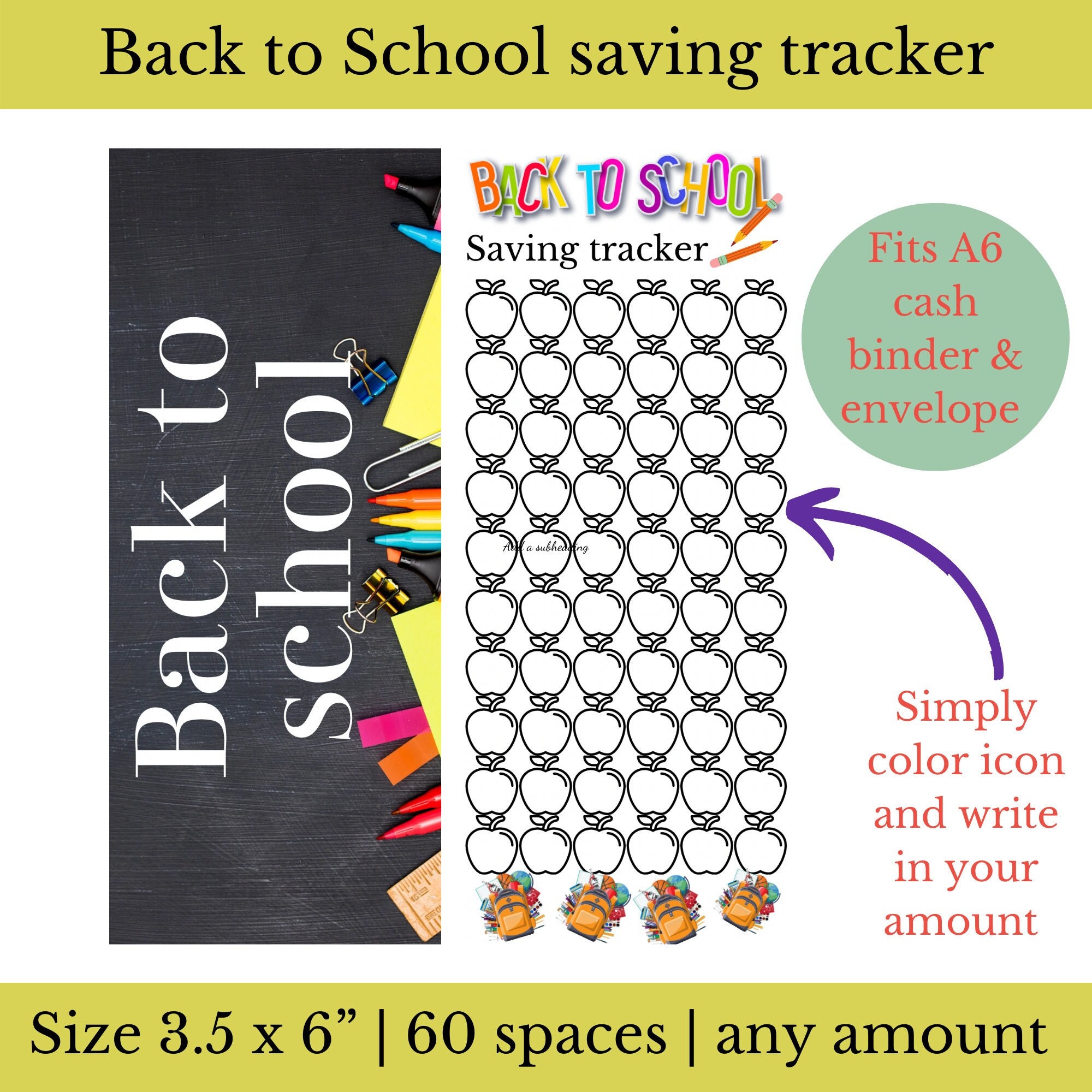 Back to School Saving Challenge Inserts That Fits A6 Budget - Etsy