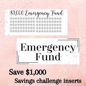 Emergency Fund Tracker Insert, Savings Challenge Printable, A6 Sized ...