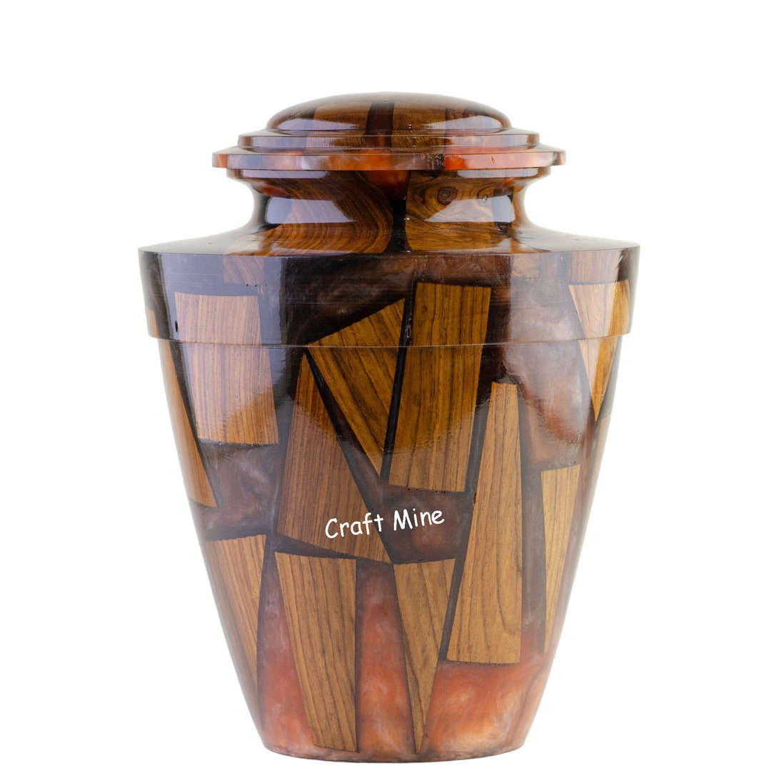 Handcrafted Rosewood & Epoxy Memorial Urn | Large Cremation Urn for ...
