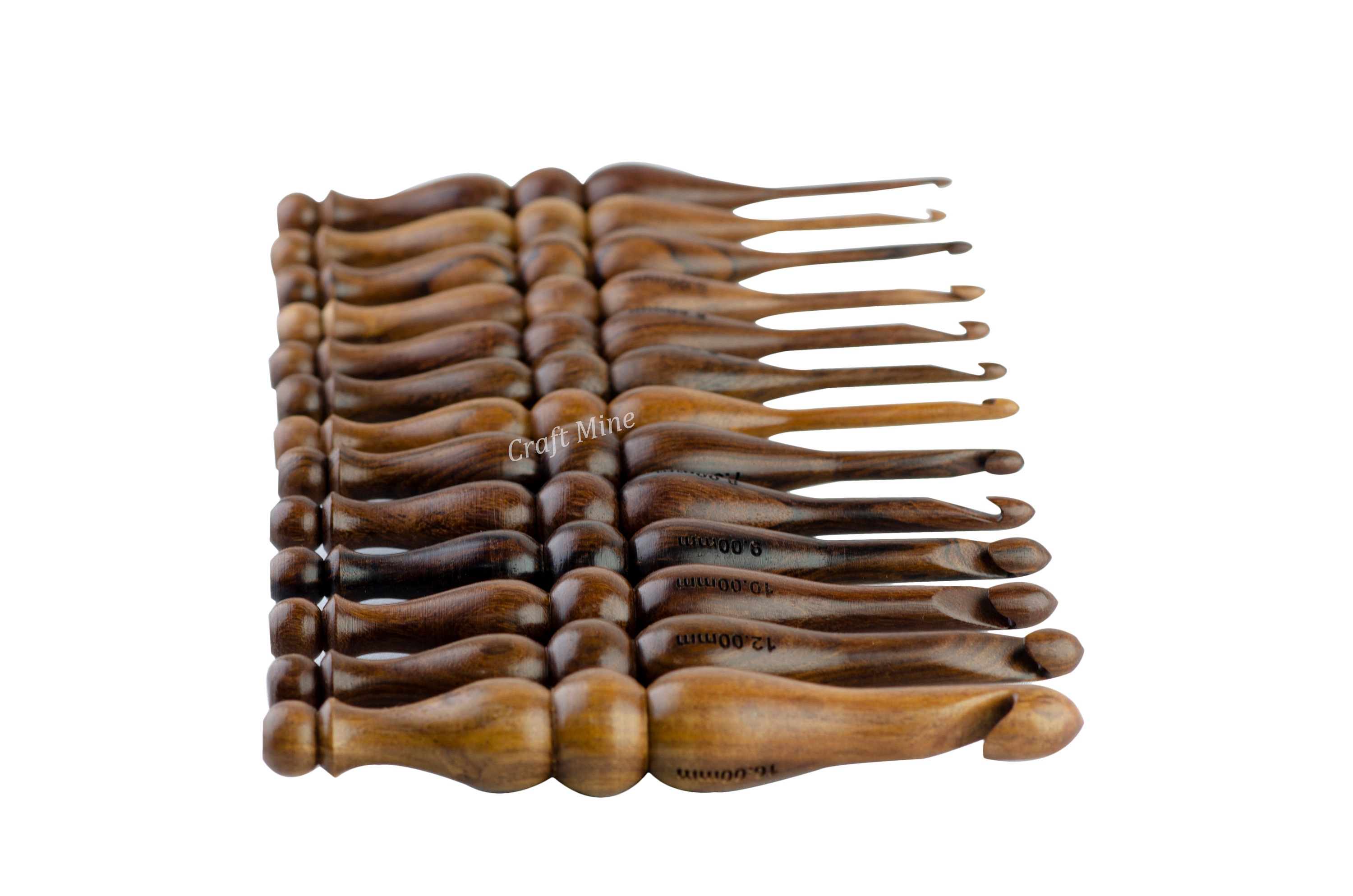 Handmade Wooden Crochet Hooks Set of 13 Set 3.5mm to 16mm and - Etsy