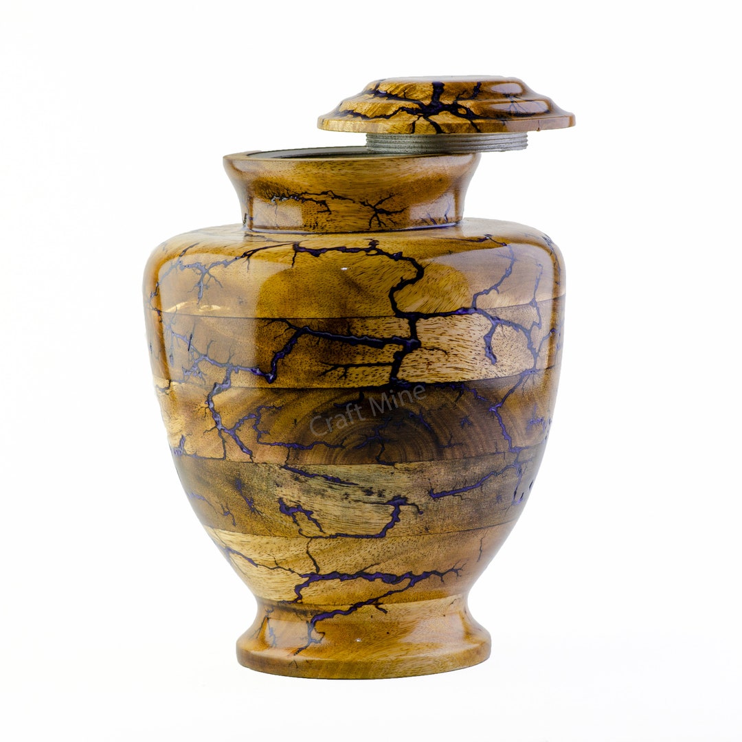 Craft Mine Handmade Wooden Cremation Urn for Adult Ashes | Threaded Lid ...
