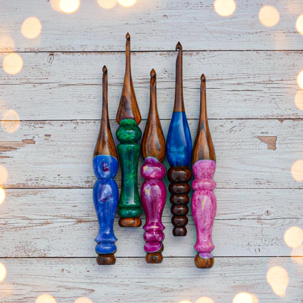 Handmade Crochet Hooks Set (3.5mm-12mm) | Multi-color Resin & Rosewood ...