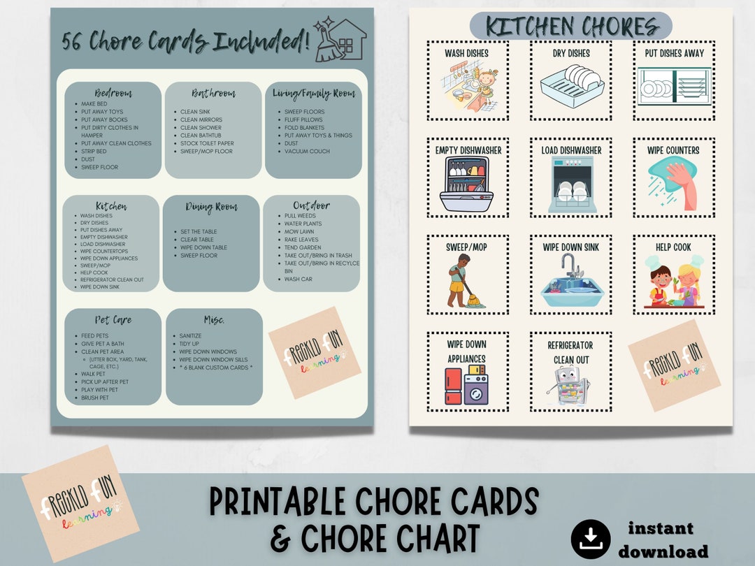 Chore Chart Chore Cards Chore Chart for Kids Chore Chart Printable ...