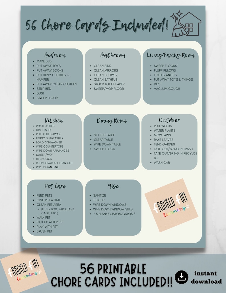 Chore Chart Chore Cards Chore Chart for Kids Chore Chart - Etsy Hong Kong