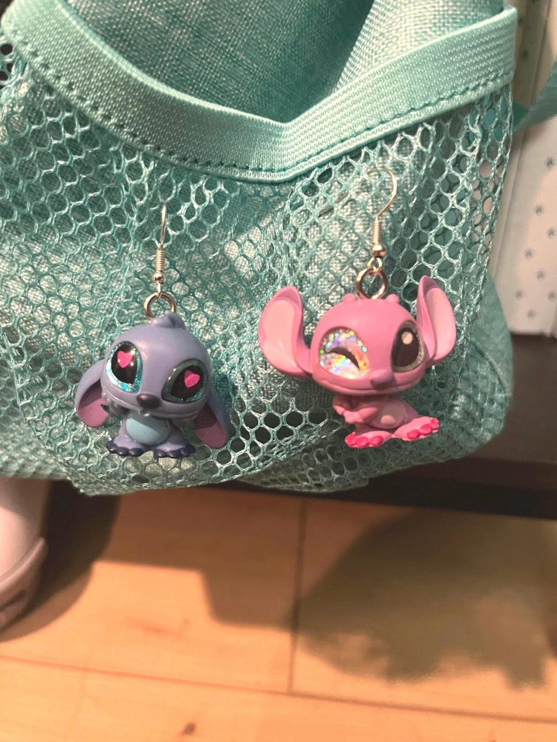 Lilo and Stitch- Stitch and Angel in Love Earrings - Etsy