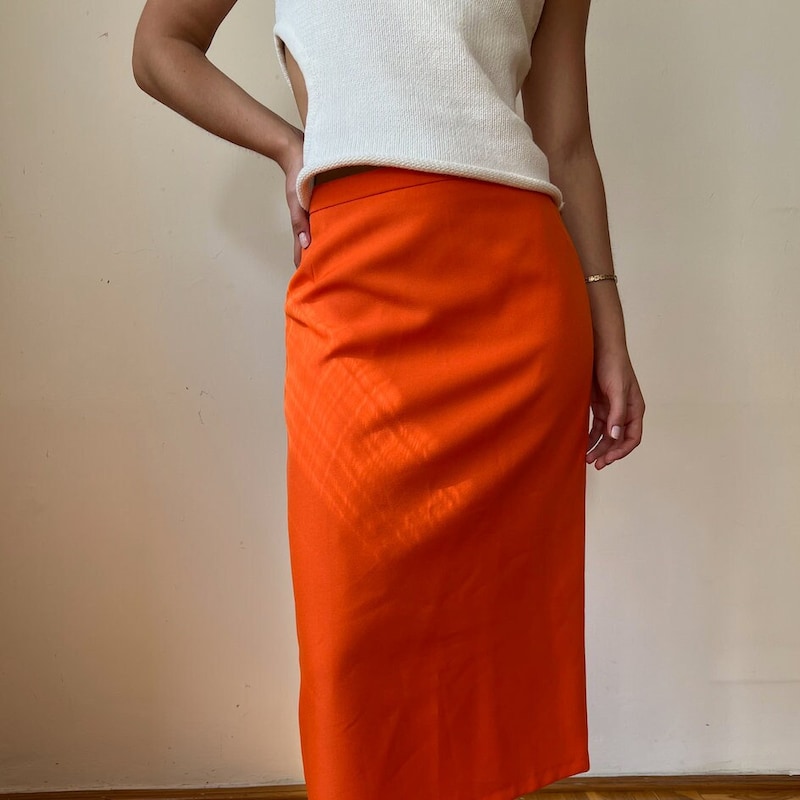 Orange Midi Skirt - Etsy