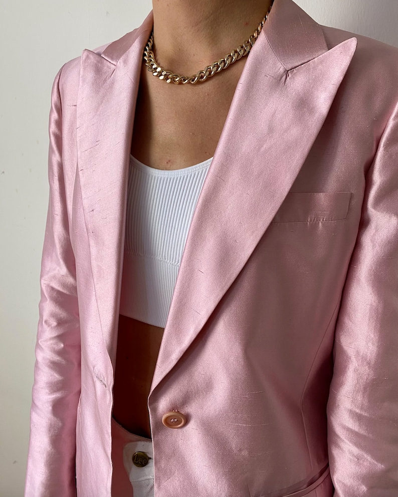 INTREND / MAX MARA Group Baby Pink Silk Blazer / Barbie Trend - Etsy