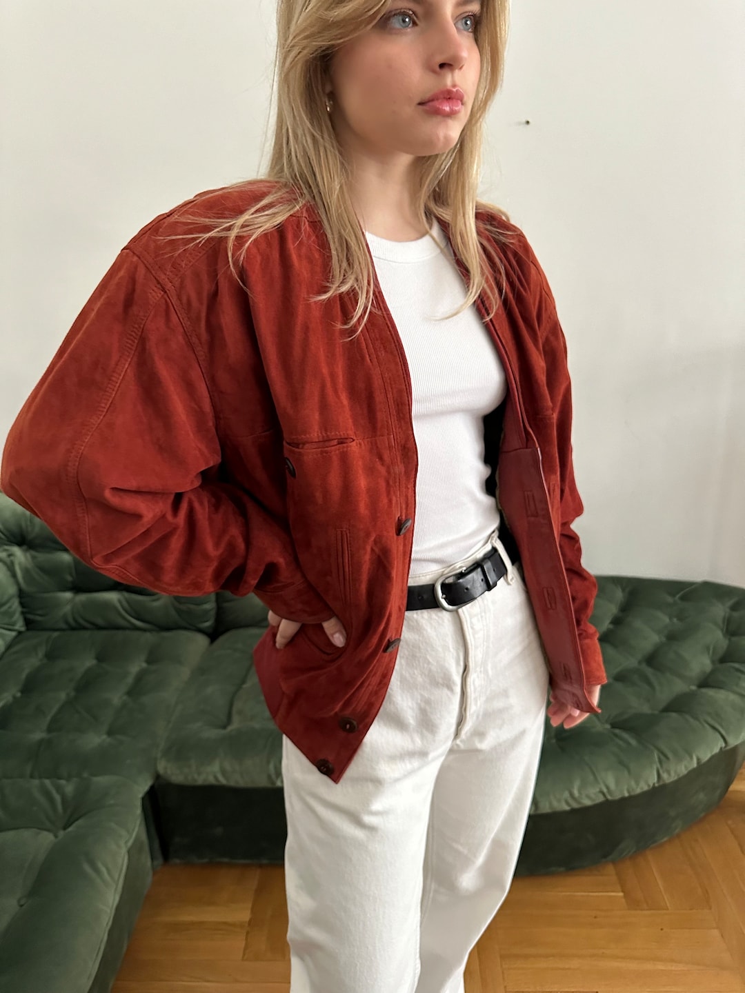 Vintage Brick-red / Burgundy Suede Leather Jacket / Coat / Liberty ...