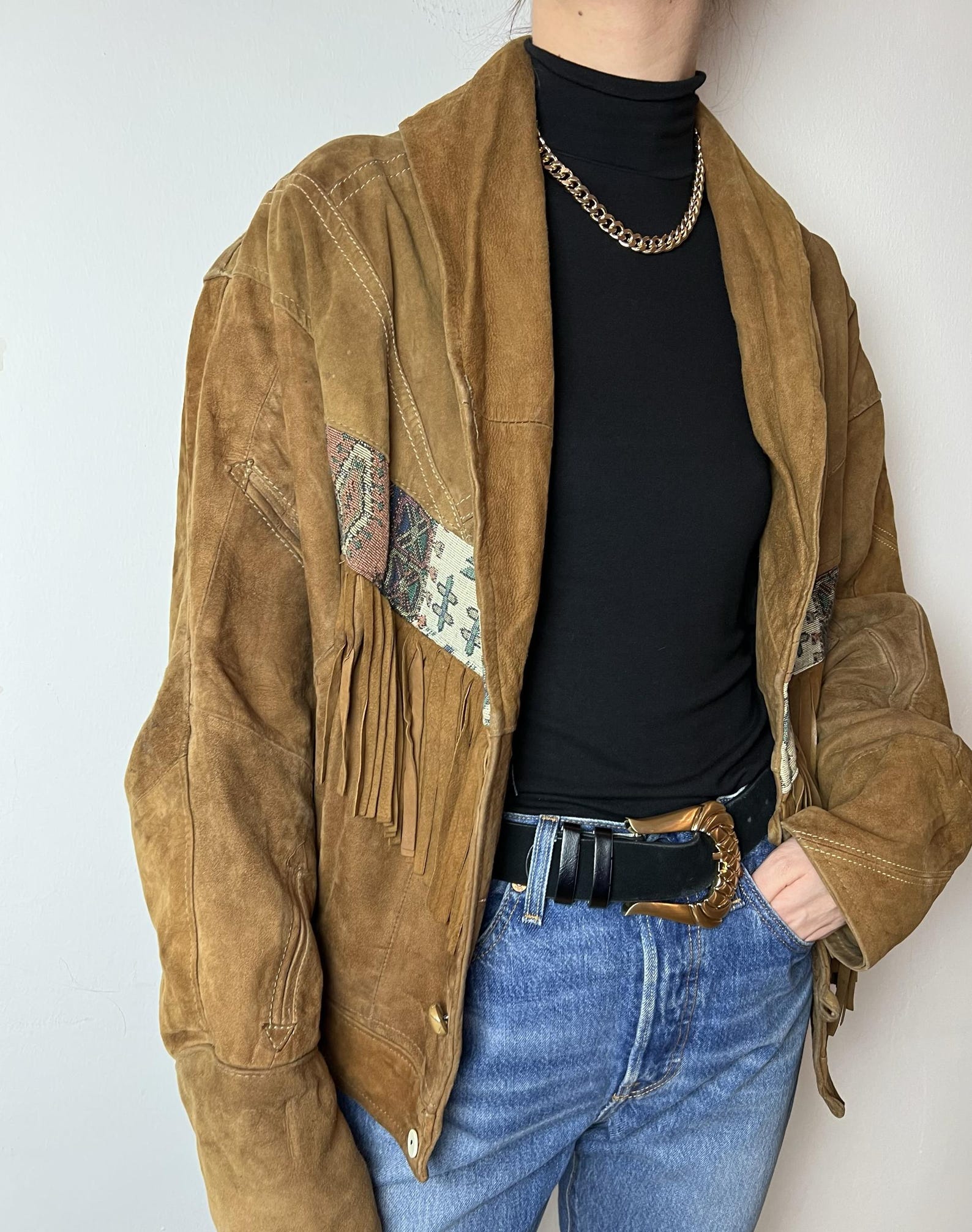 Vintage Brown Leather Fringed Aztec Coat / Western Suede Jacket - Etsy