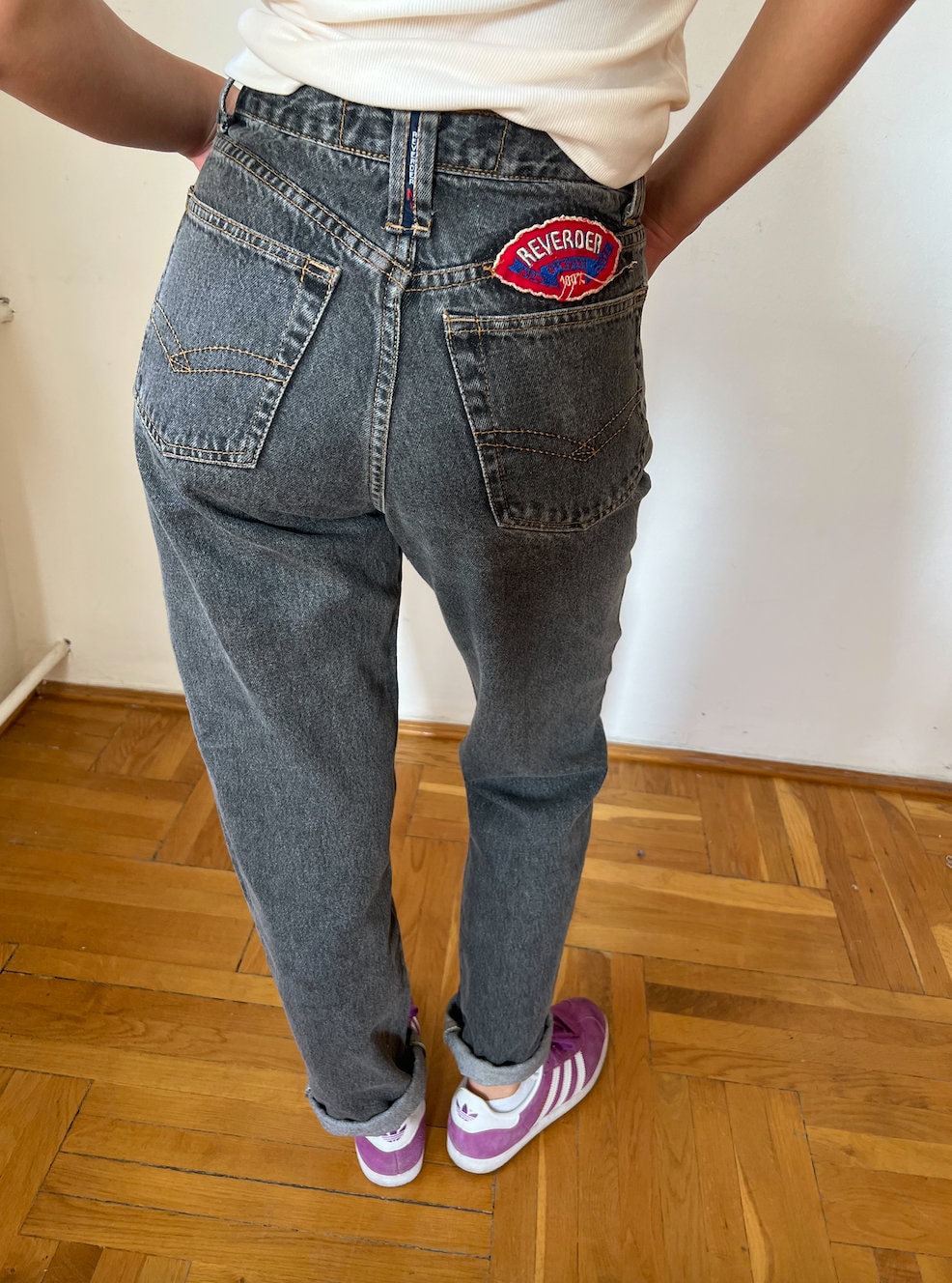Super Cool 80s High Waisted Vintage Gray Jeans With Patches / 80s Denim ...