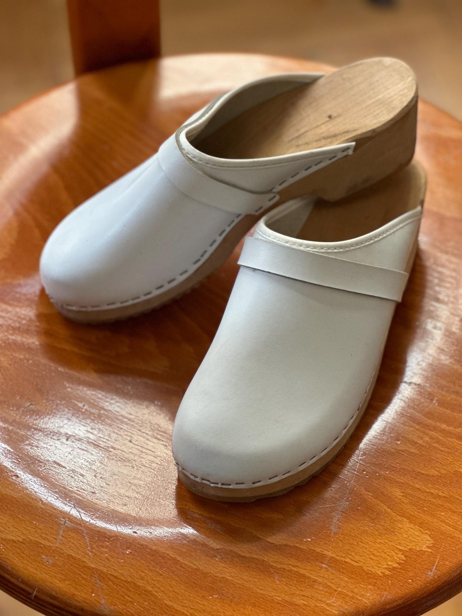 Vintage Classic White Leather Clogs/ Swedish Clogs Size 37 - Etsy