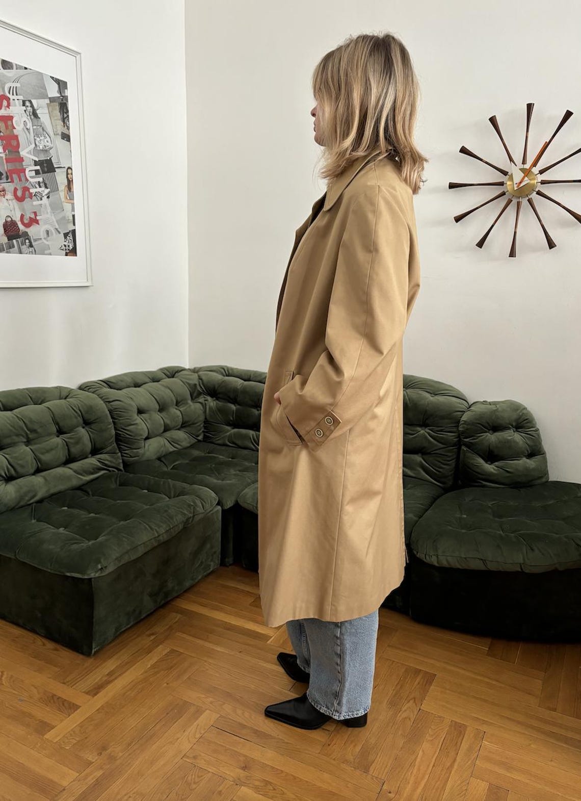 Vintage Beige / Send Color / Trench Coat / Jacket / Midi Coat - Etsy