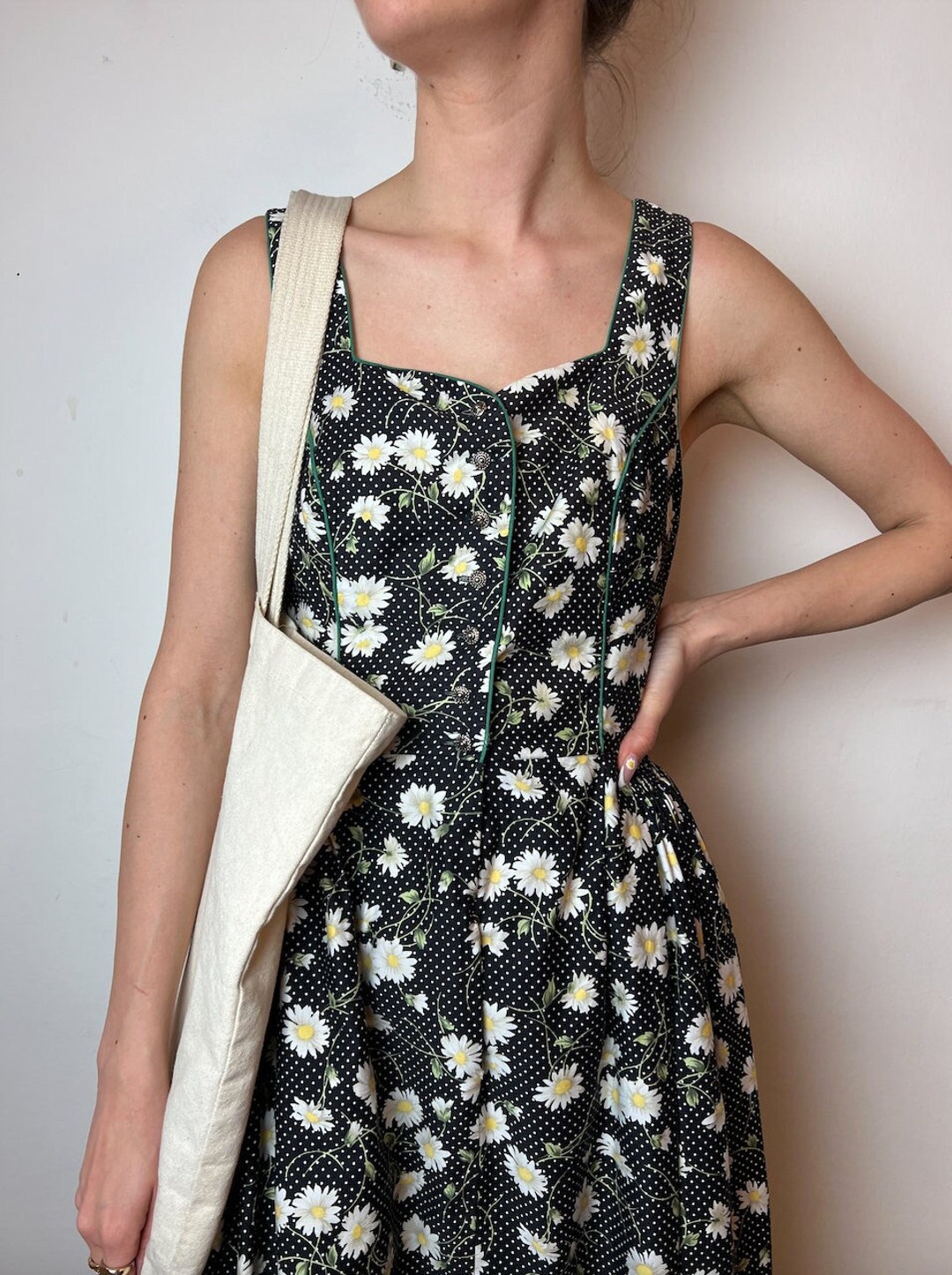 Sleeveless Vintage Austrian Folk Dress With Floral Prints - Etsy