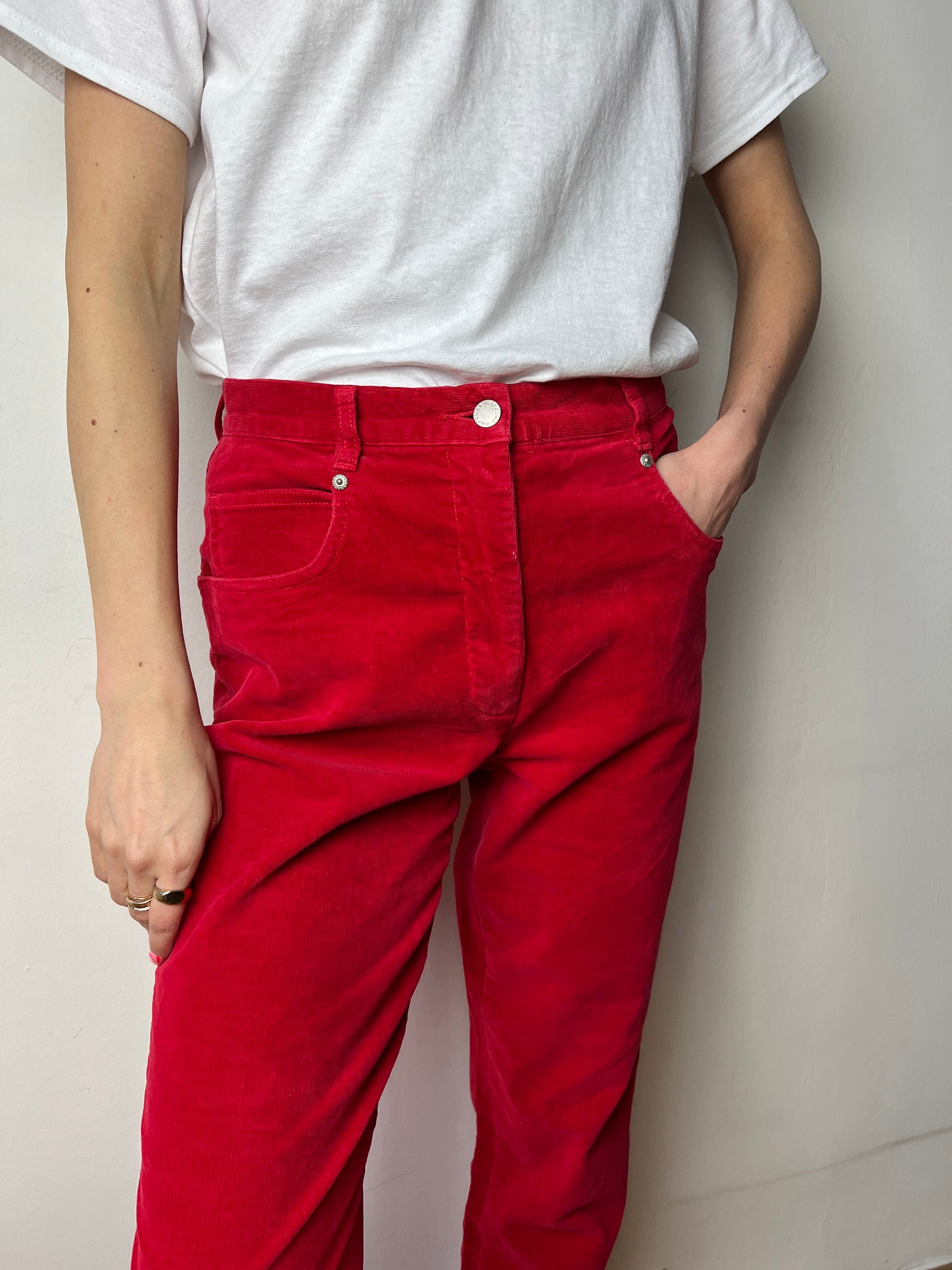 NAF NAF Corduroy Straight Leg High Waist Trousers / Size 36 - Etsy
