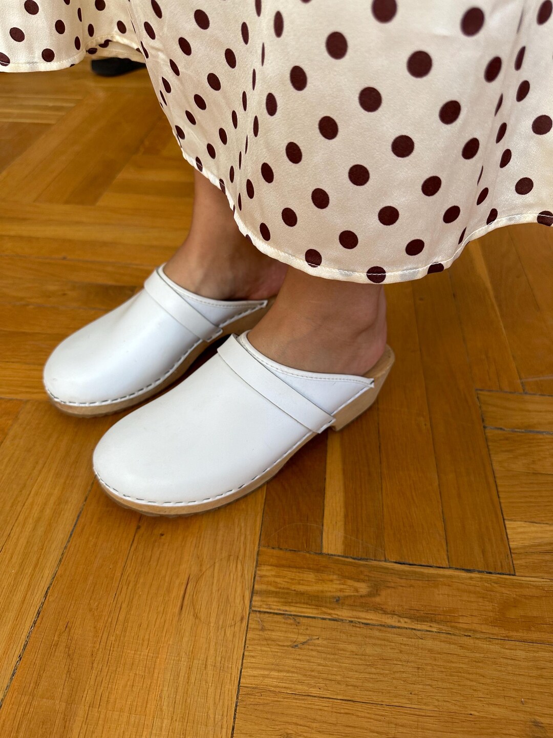 Vintage Classic White Leather Clogs/ Swedish Clogs Size 37 - Etsy