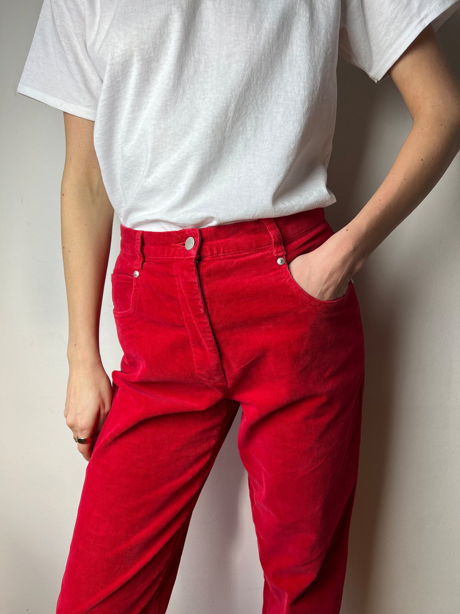 NAF NAF Corduroy Straight Leg High Waist Trousers / Size 36 - Etsy