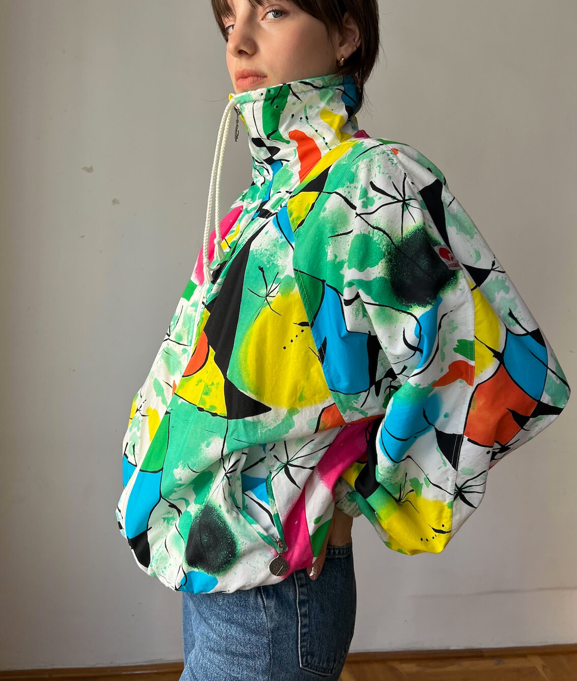 Vintage 80s Style Abstract Pattern Colorful Jacket / Jumper ...