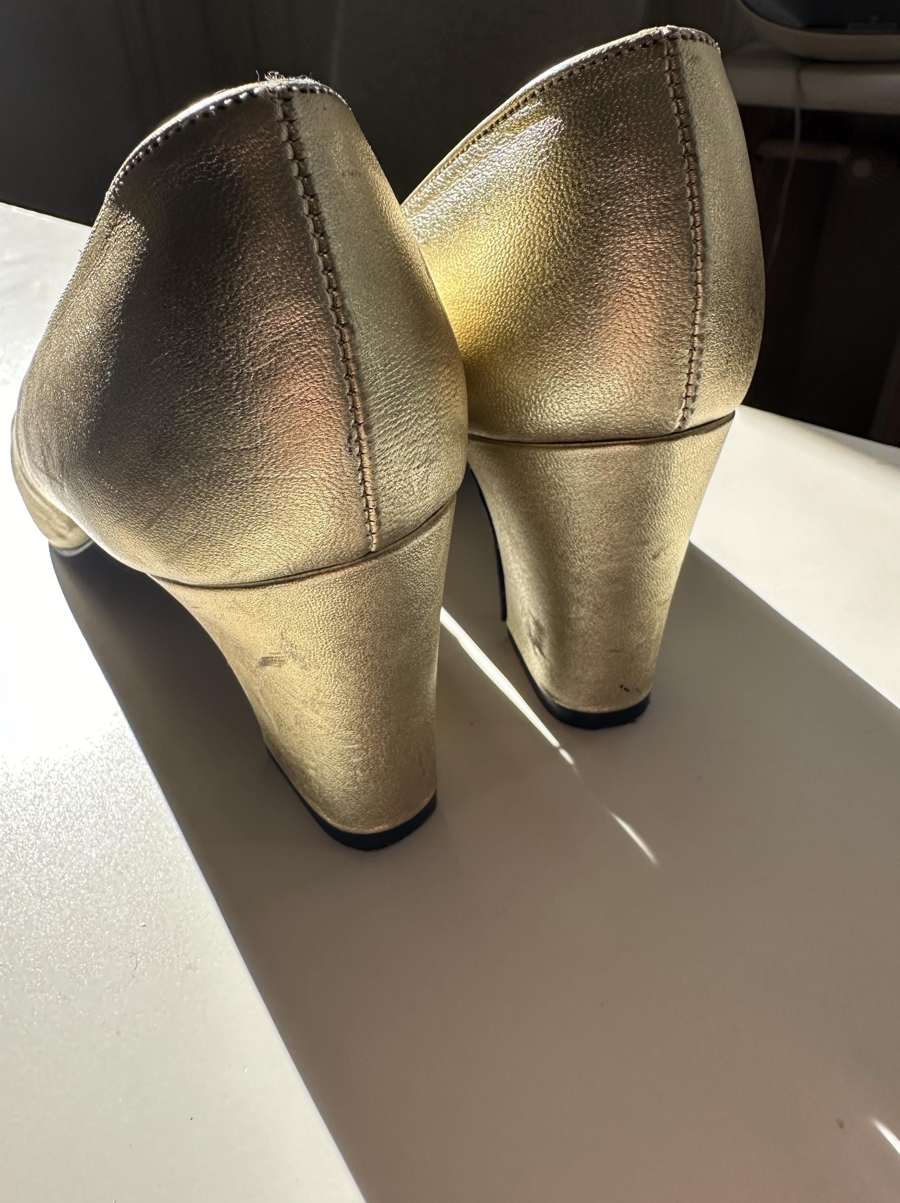 Vintage BALLY Leather Shoes Gold Color / Bally of England / Pump Shoes ...