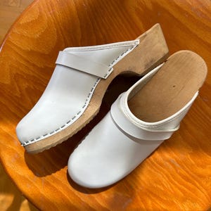 Vintage Classic White Leather Clogs/ Swedish Clogs Size 37 - Etsy