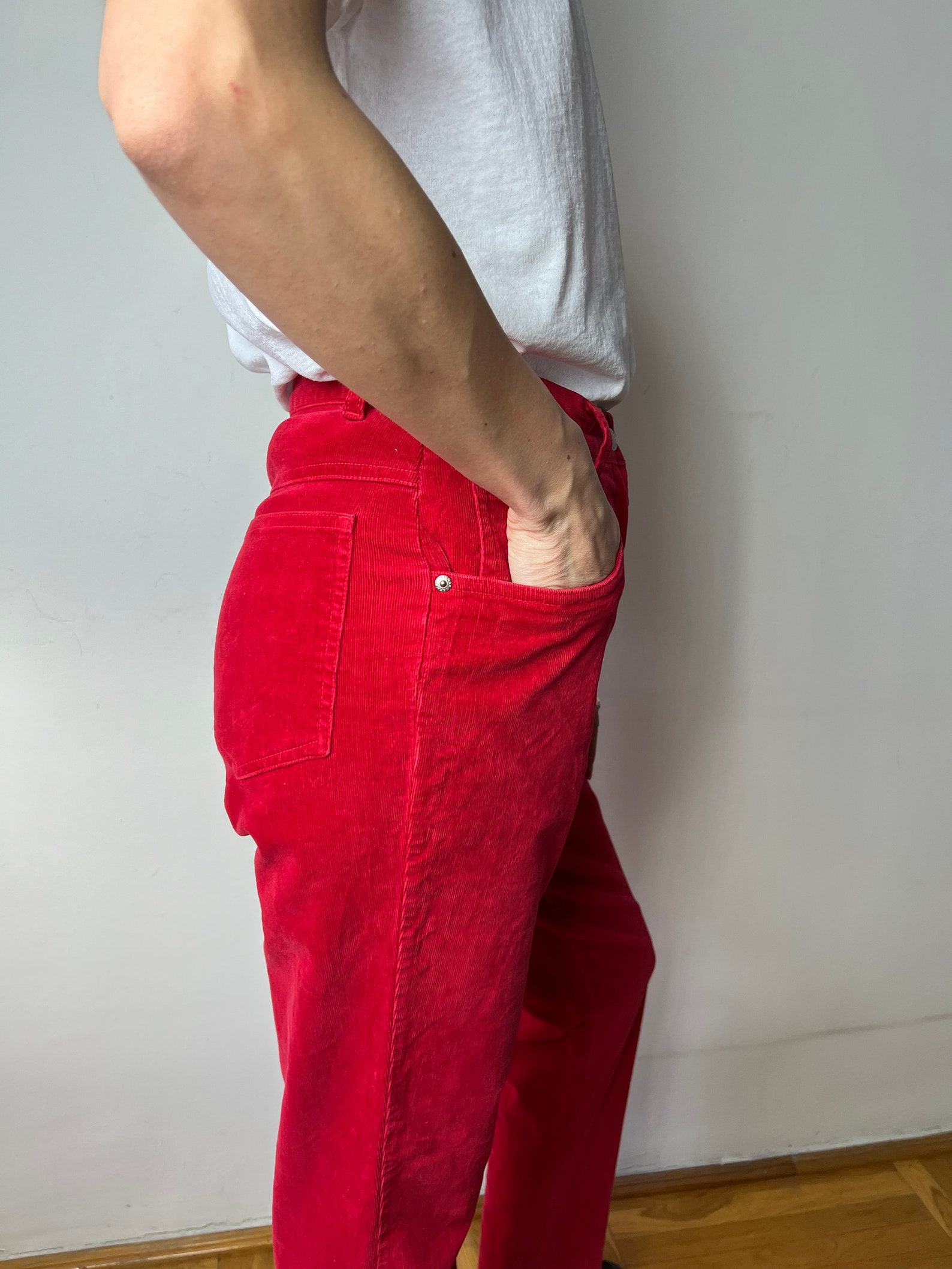 NAF NAF Corduroy Straight Leg High Waist Trousers / Size 36 - Etsy