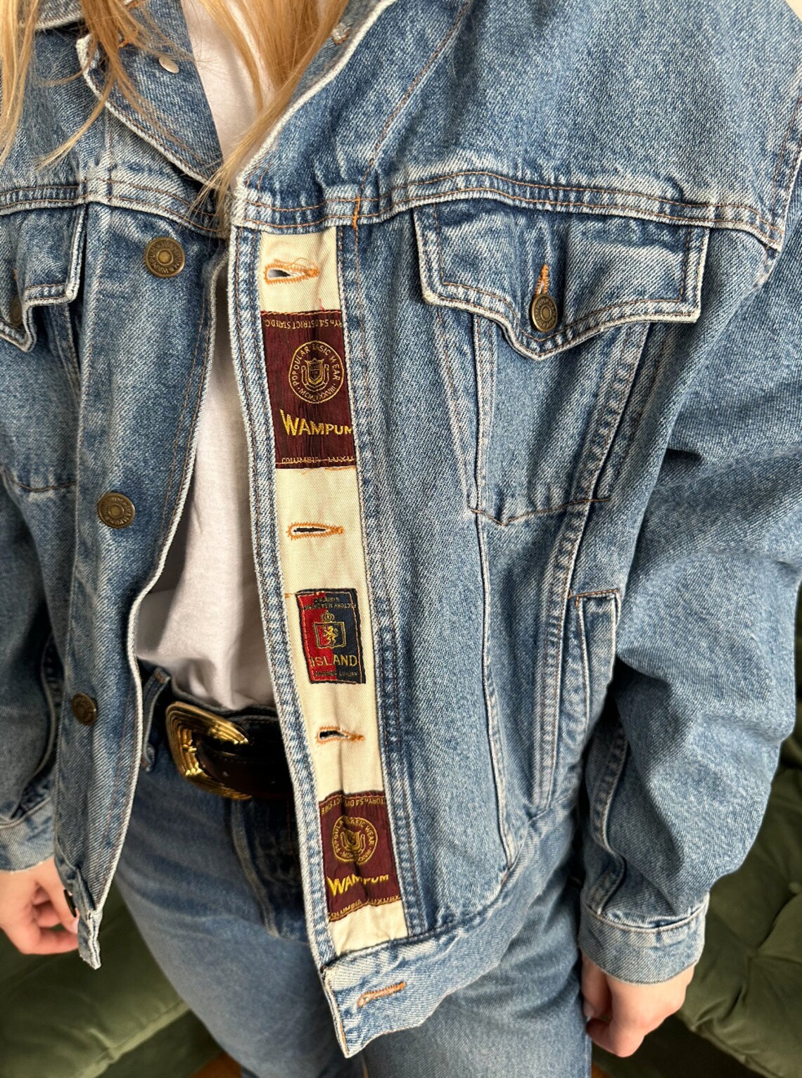 Vintage 80s 90s Denim Jacket With Patches / WAMPUM / Made in Italy - Etsy