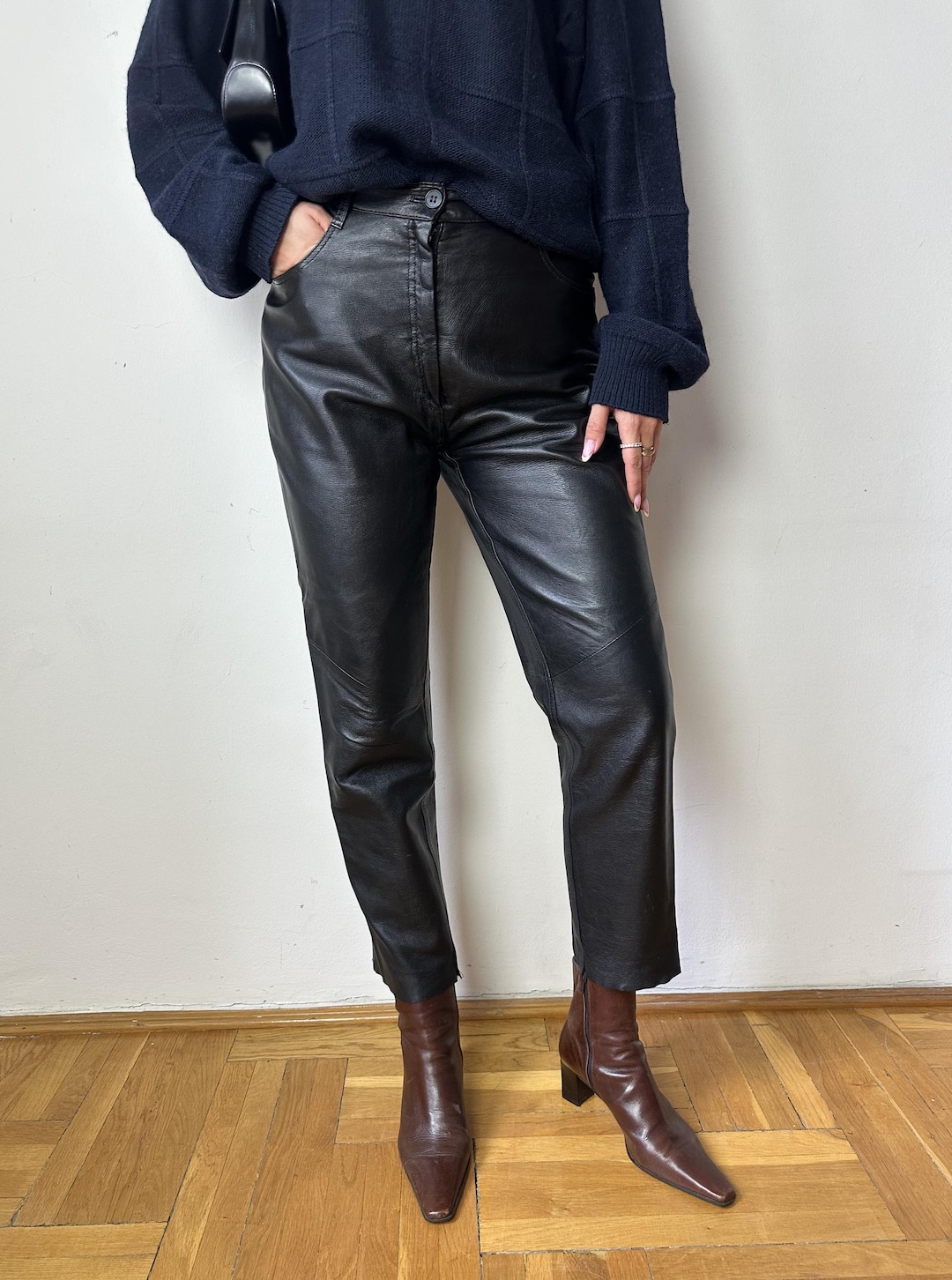Vintage Soft Leather Black Pants / Trousers - Etsy