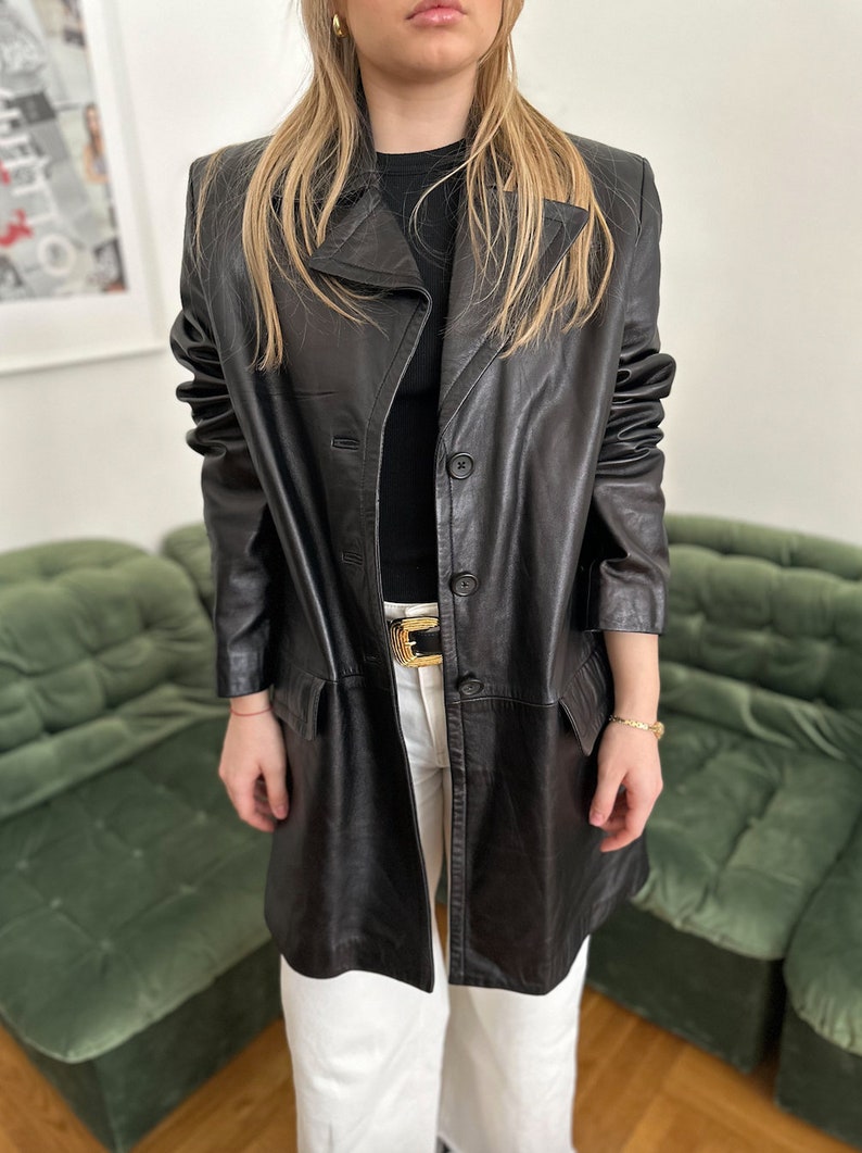 Banana Republic Y2K Vintage Soft Black Lather Coat / Leather Jacket - Etsy