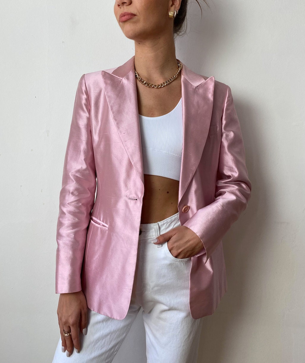 INTREND / MAX MARA Group Baby Pink Silk Blazer / Barbie Trend - Etsy