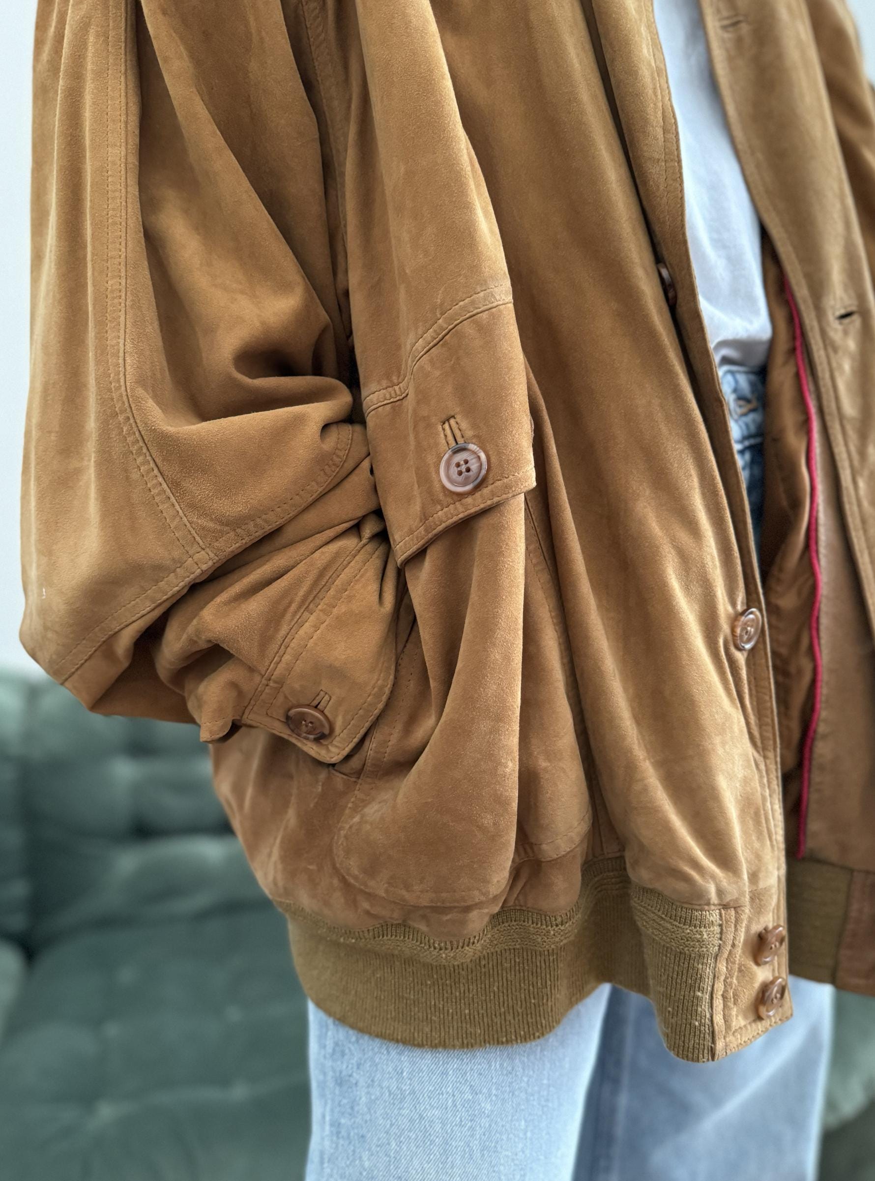 Vintage Brown Soft Suede Leather Jacket / Bomber Jacket / Safari Coat ...