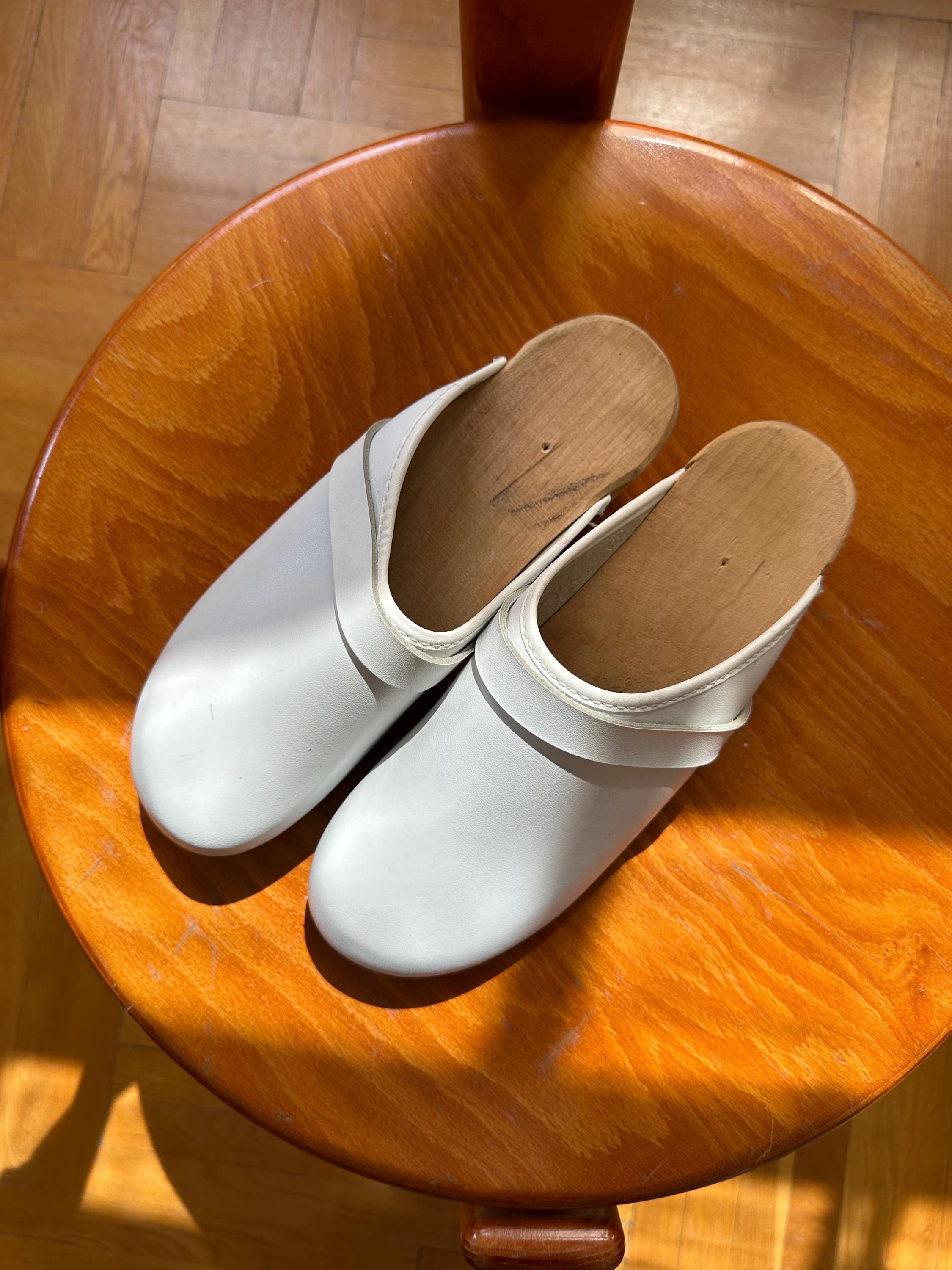 Vintage Classic White Leather Clogs/ Swedish Clogs Size 37 - Etsy